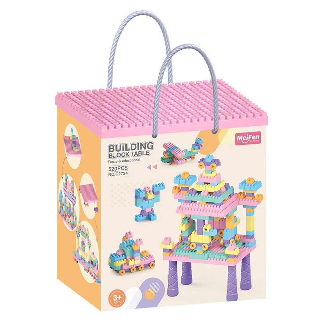 Building Block Table 520pcs Pink – Boardgames and Puzzles